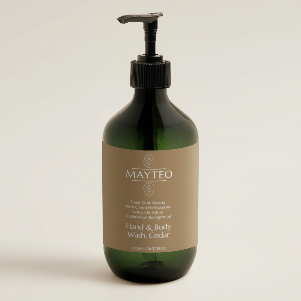 Hand & Body Wash, Peppermint & Dark Cedar 490ml – Mayteo